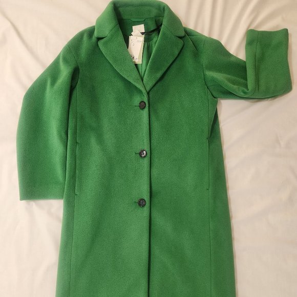 H&M | Jackets & Coats | H M Green 34 Length Sustainable Fabric Coat ...